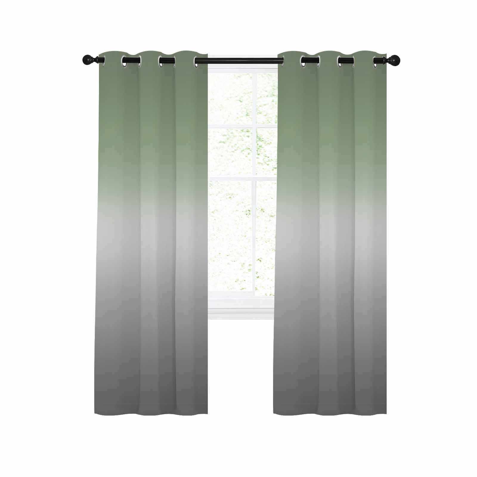 Ombre Sage Green, Blackout Curtains 63 Inches Long for Bedroom, Minimalist Contemporary Grey ...