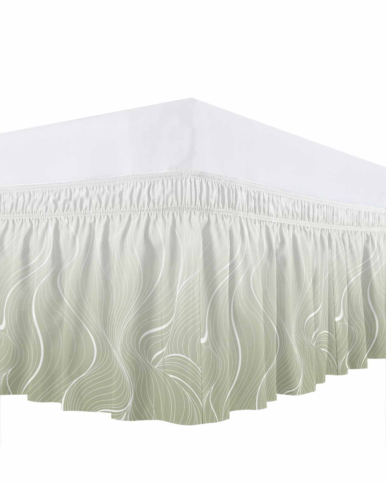 Ombre Sage Green Stripes Ruffle Bed Skirt California King Size Striped ...