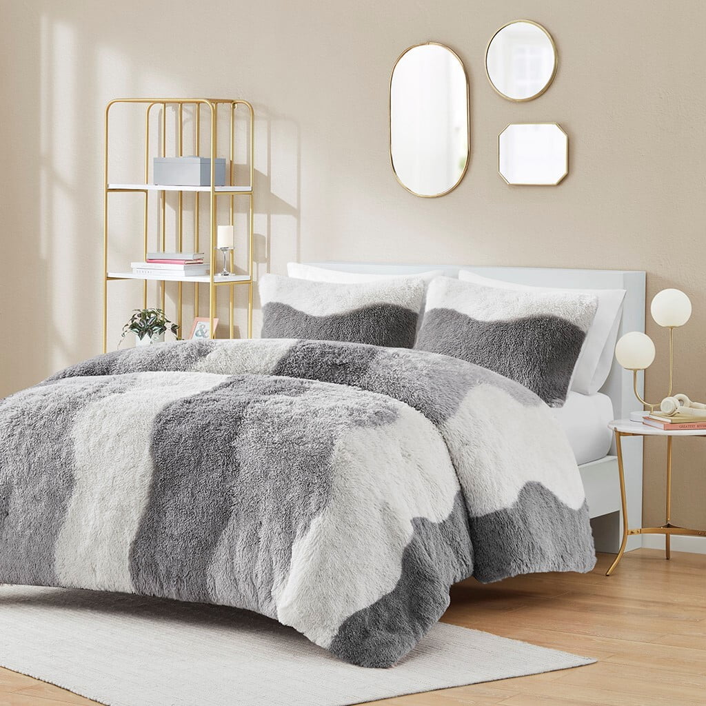 Ombre Shaggy Faux Fur Comforter Set - Walmart.com