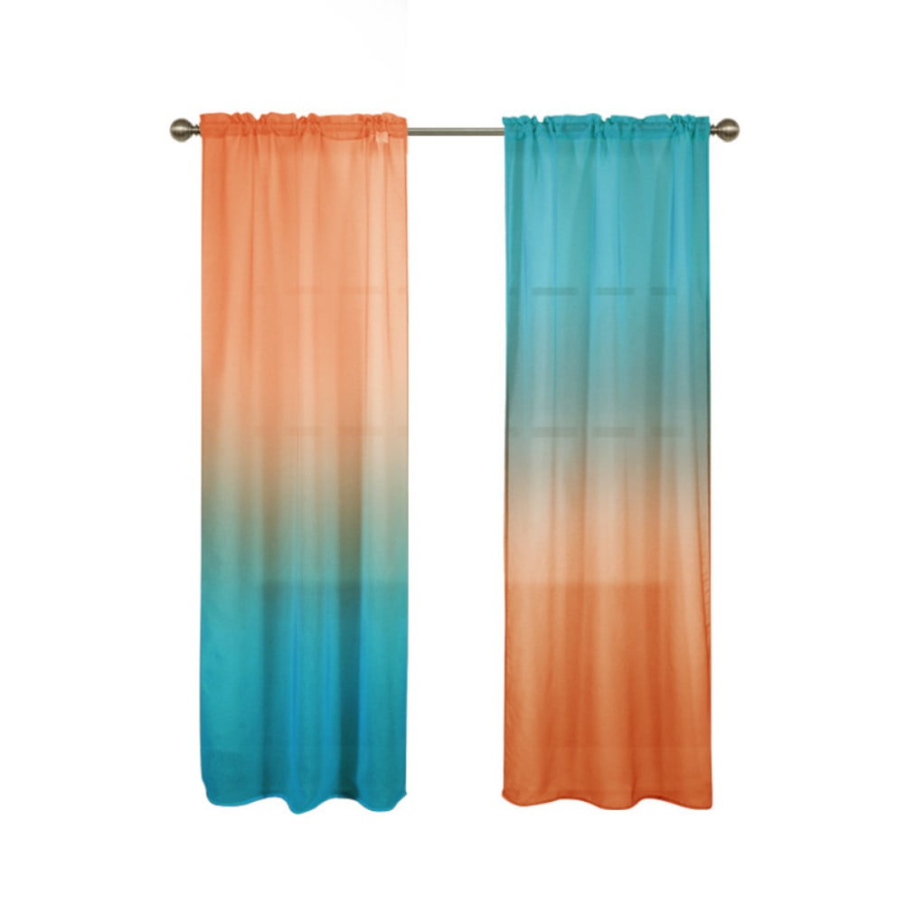 Ombre Sheer Curtains , Semi Gradient Window Curtain Pair,Voile Grommet ...