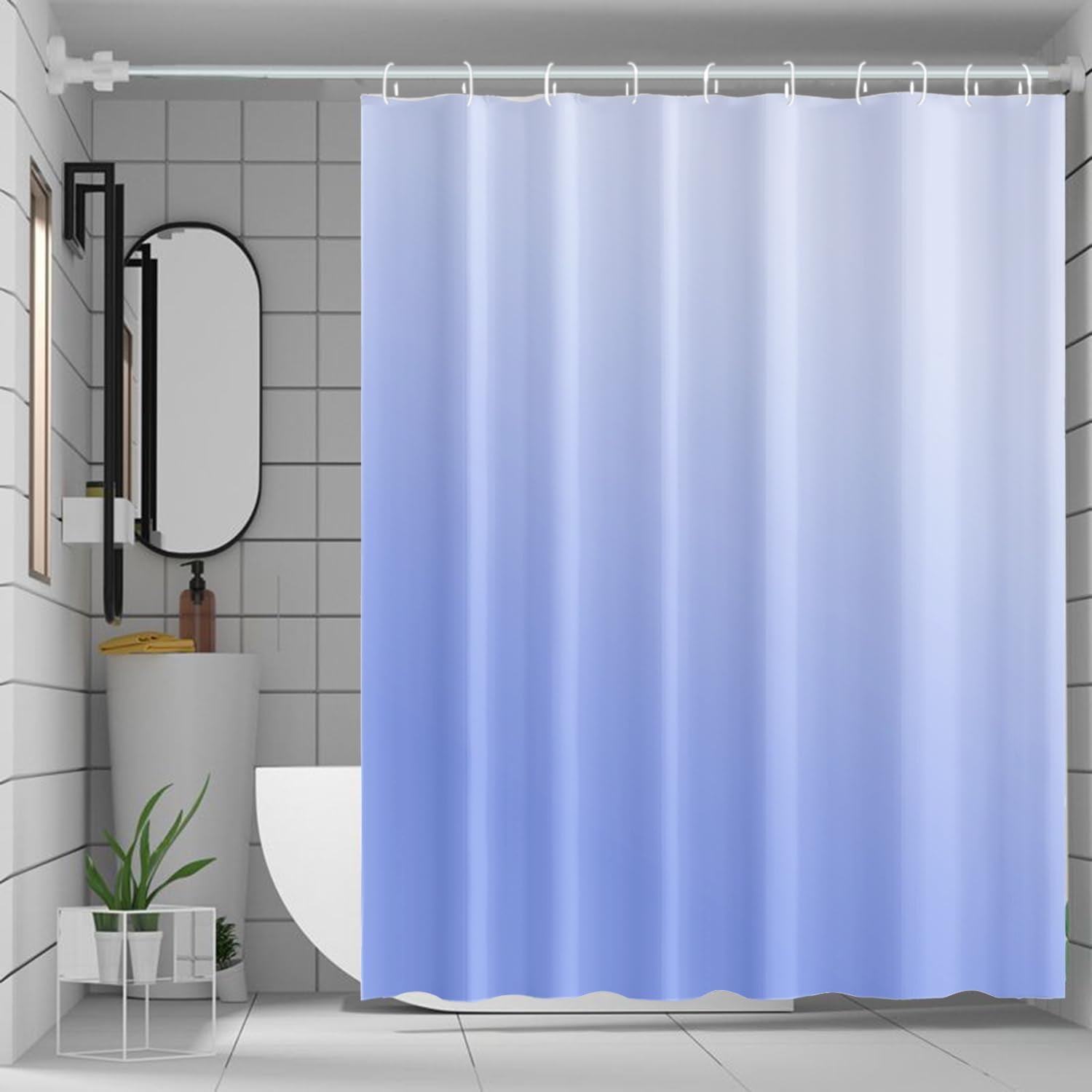 Ombre Shower Curtain Sets for Bathroom Gradient Blue Stall RV Decor ...