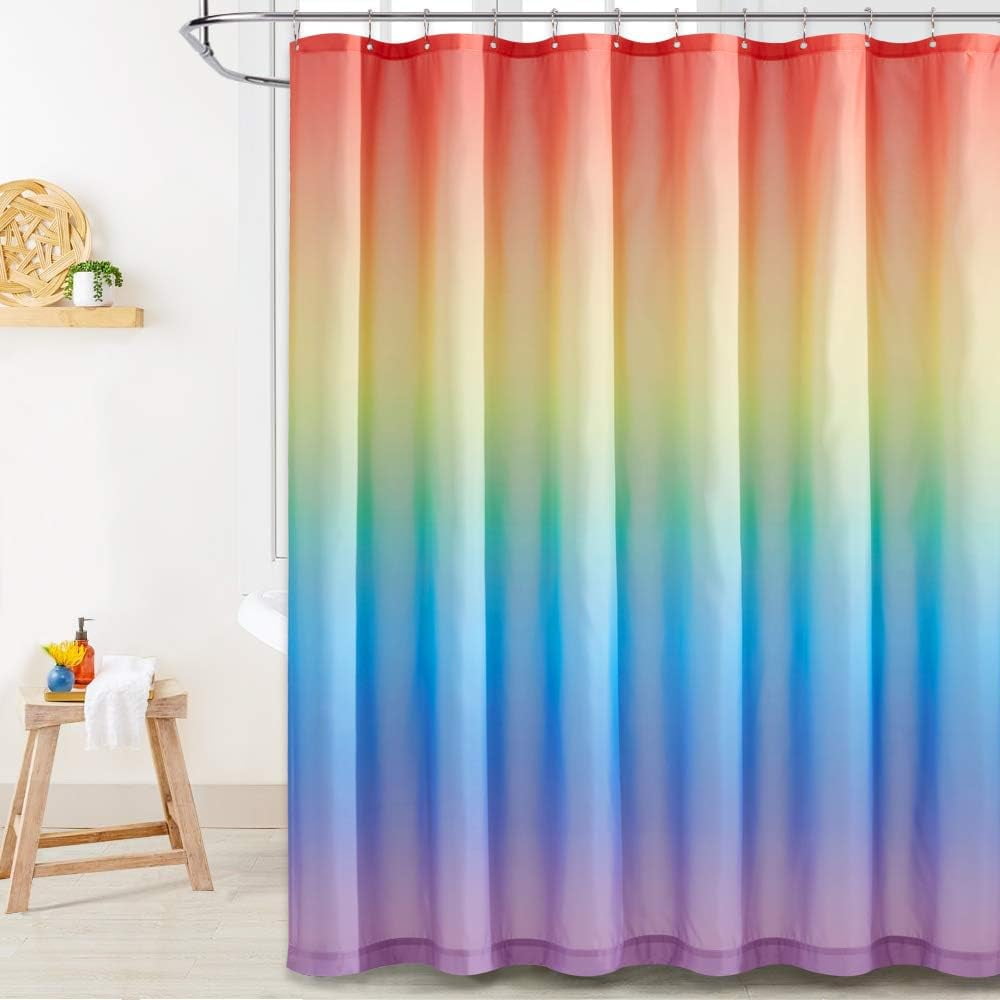 Ombre Shower Curtain Waterproof - Rainbow Color Gradient Print Pattern ...