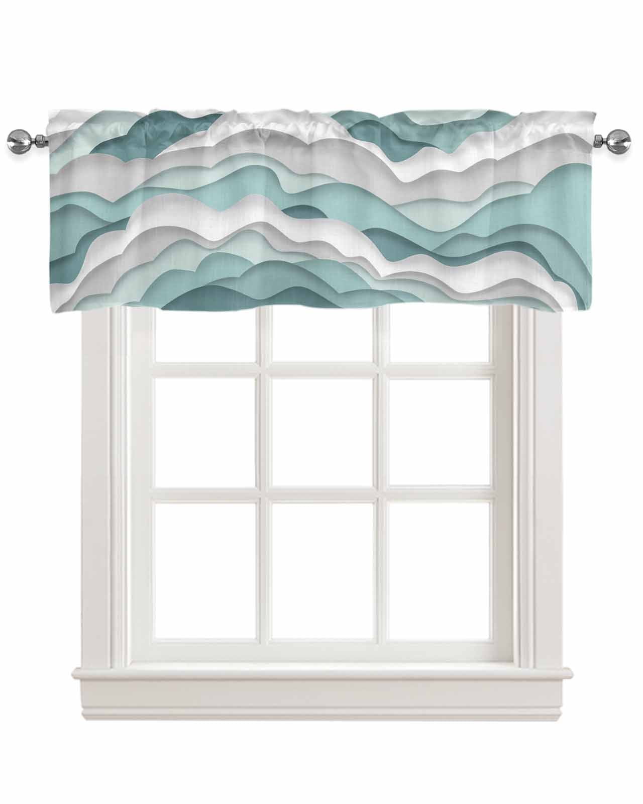 Ombre Solid Turquoise Linen Curtain Valance for Bedroom/Bathroom ...