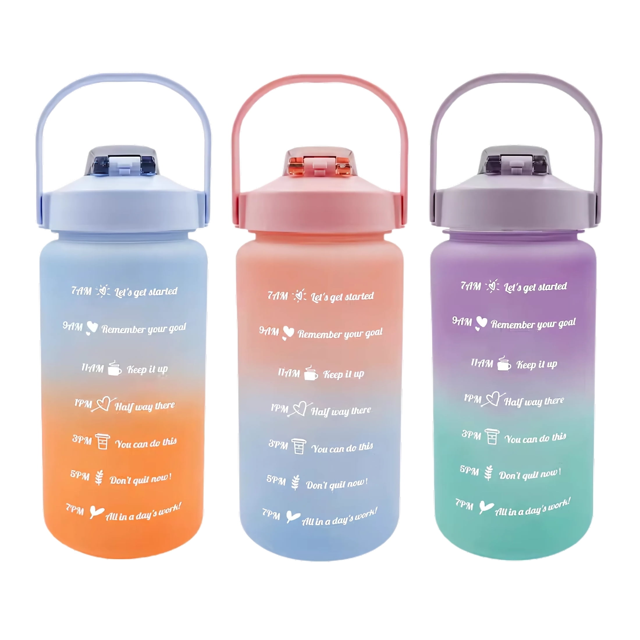 Ombre Water Bottles with Hydration Measurements and Flip-Top Lids 48 oz ...