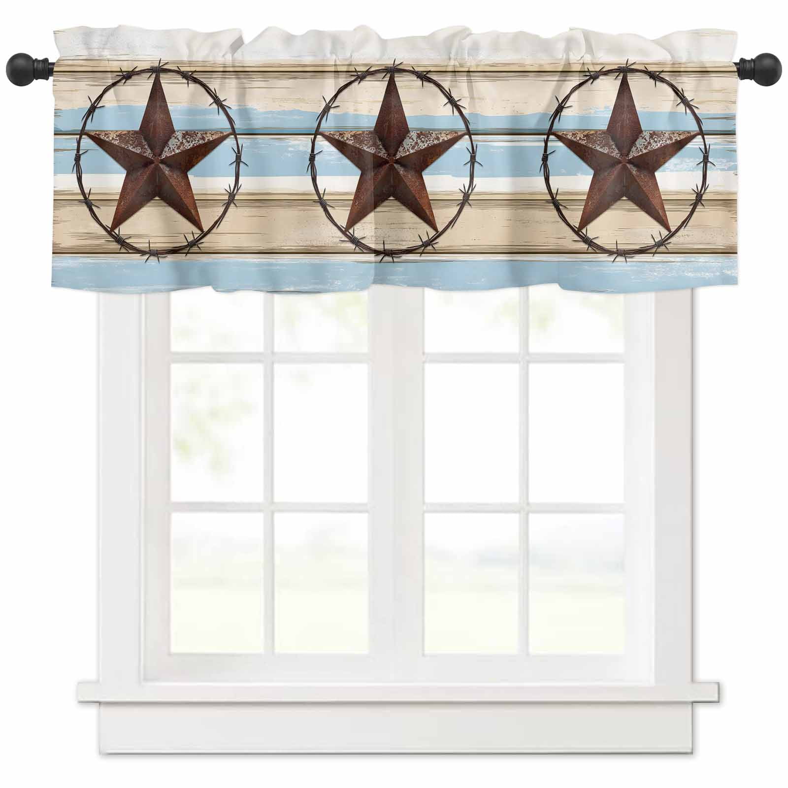 Ombre Wooden Grain Valances for Windows Farmhouse Kitchen Curtains ...