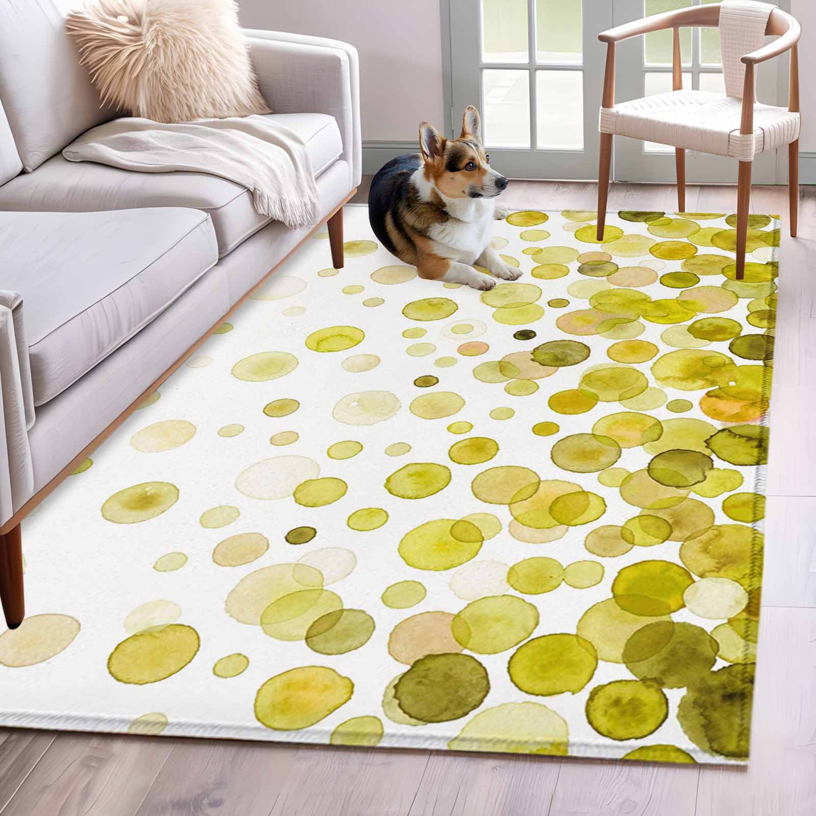 Ombre Yellow Polka Dot Area Rugs 2.7'x5', Washable Small Throw Rugs for ...