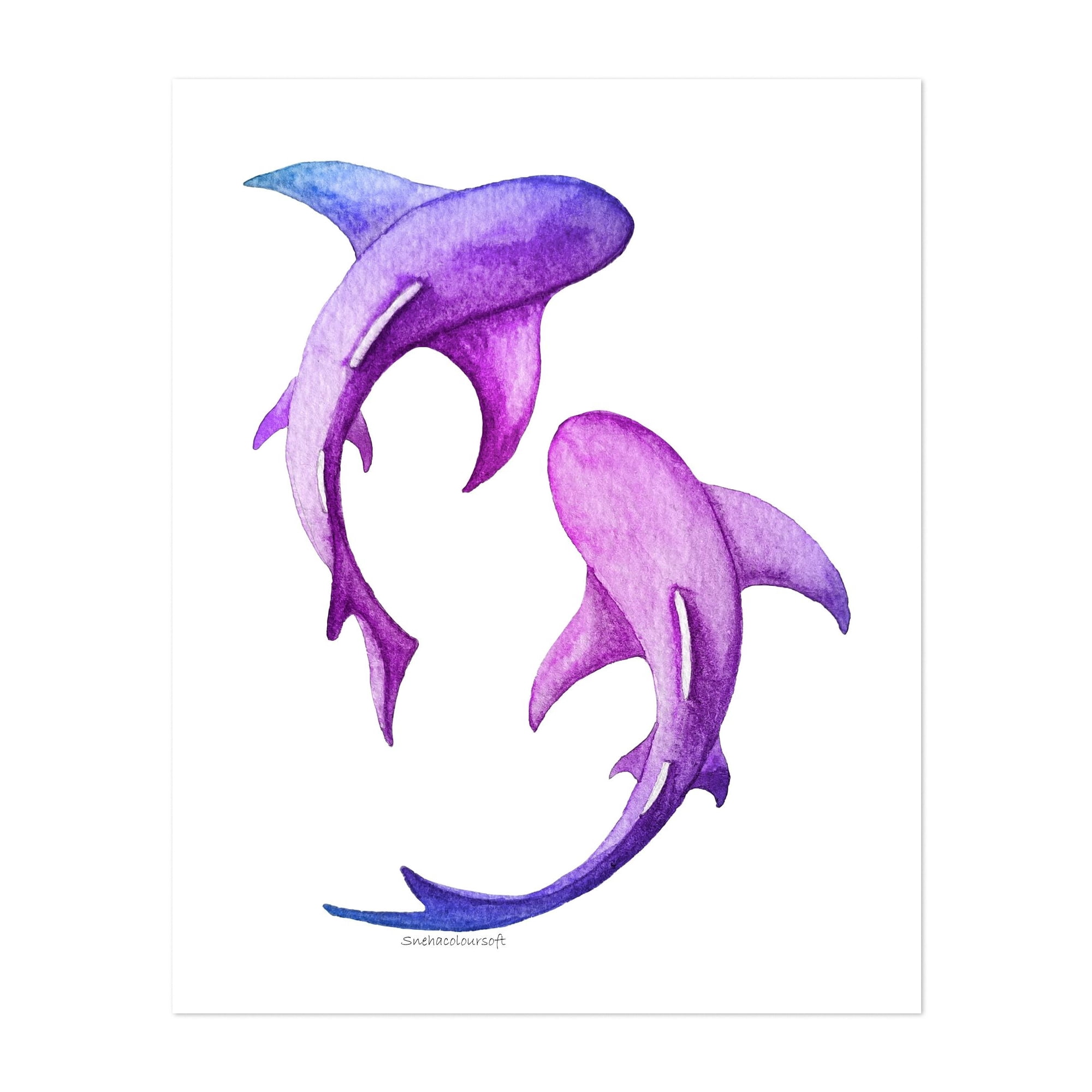Ombre watercolor abstract whale sharks - Photography Watercolor Marine ...