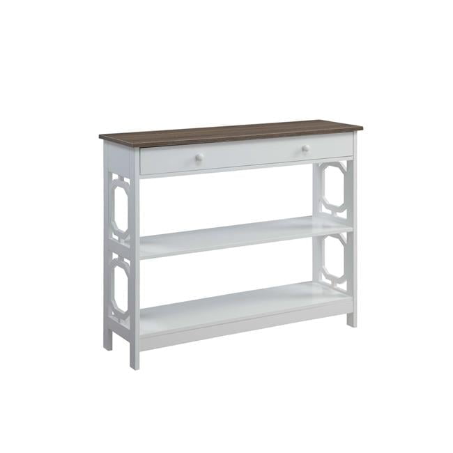 Omega 1 Drawer Console Table, Driftwood Top & White Frame - 39.5 x 12 x ...