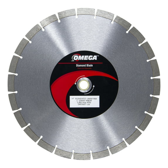Omega 14" Asphalt Blade 14-in Wet/Dry Segmented Rim Diamond Saw Blade ...