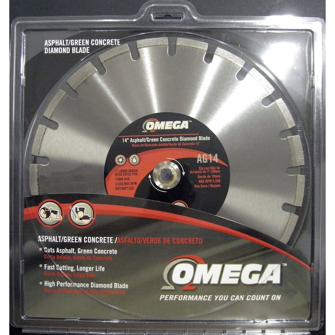 Omega 14" Asphalt Blade 14-in Wet/Dry Segmented Rim Diamond Saw Blade ...