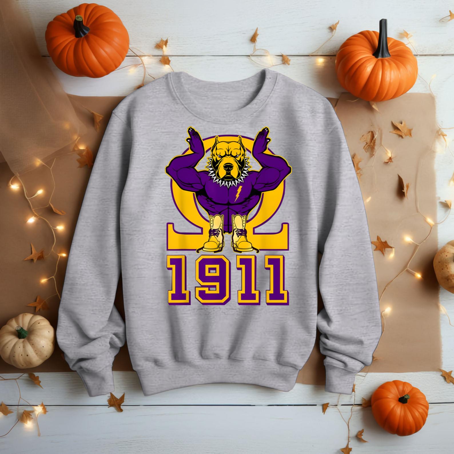 Omega 1911 Bulldog Hand Sign Psi Phi Gold Boots Shirt Gift Black Unisex ...