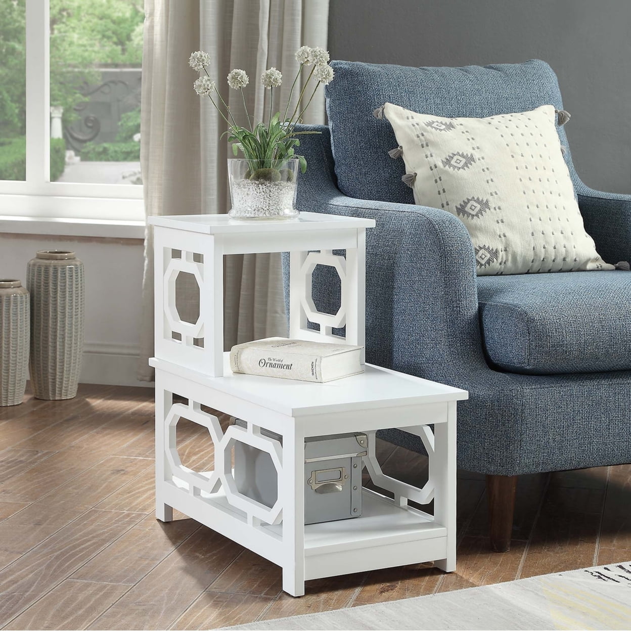 Omega 2 Step Chairside End Table, White - Walmart.com