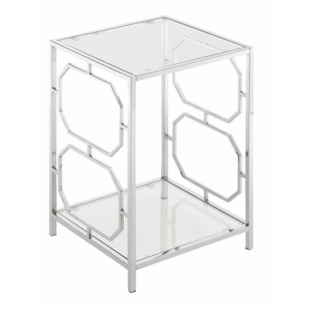 Omega 24 in. Clear Glass and Chrome End Table - Walmart.com