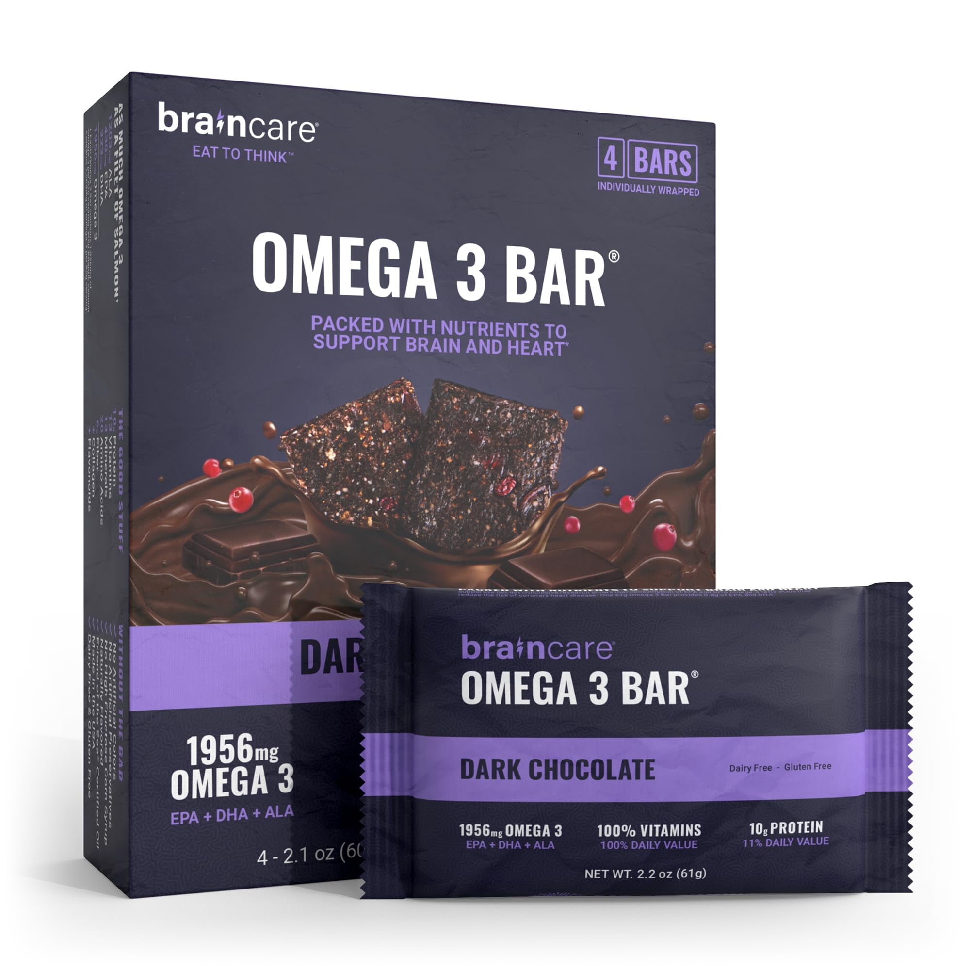 Omega 3 Fig Bars, Fish oil Alternative, Dark Chocolate Gluten-Free ...