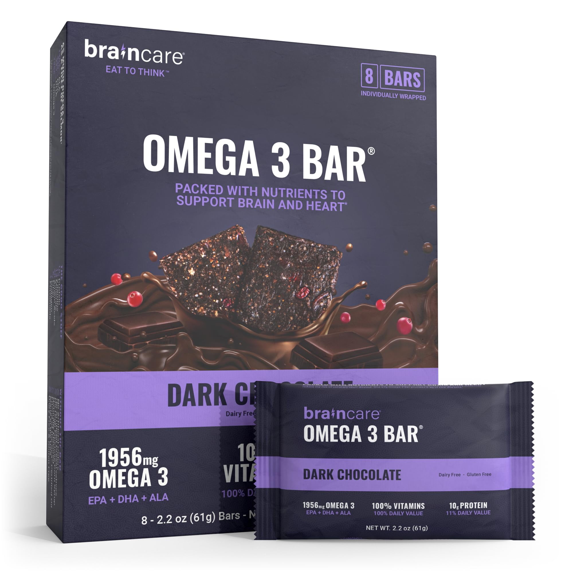 Omega 3 Fig TWE5 Bars, Fish oil Alternative, Dark Chocolate Gluten-Free ...