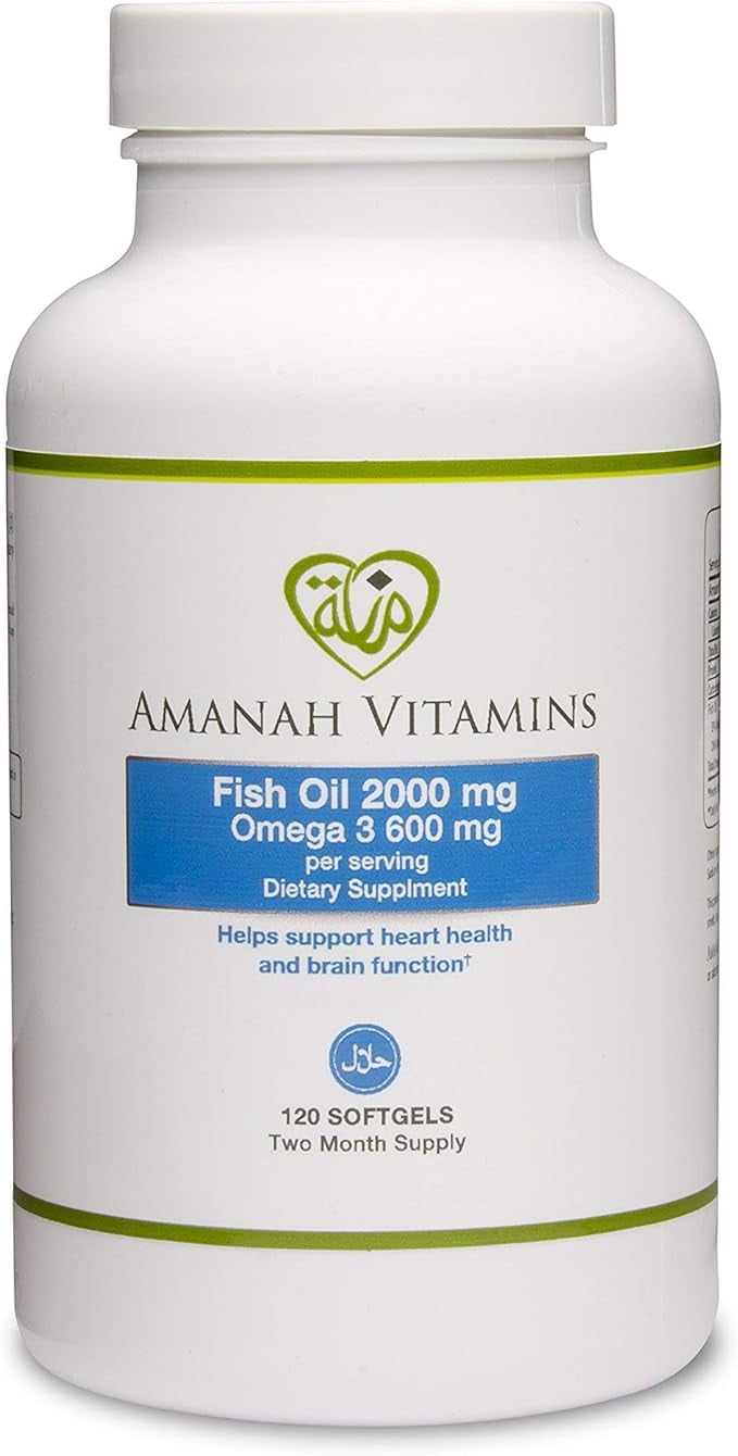 Omega 3 Fish Oil 2000 mg - Halal Vitamins - 120 Softgels - Walmart.com