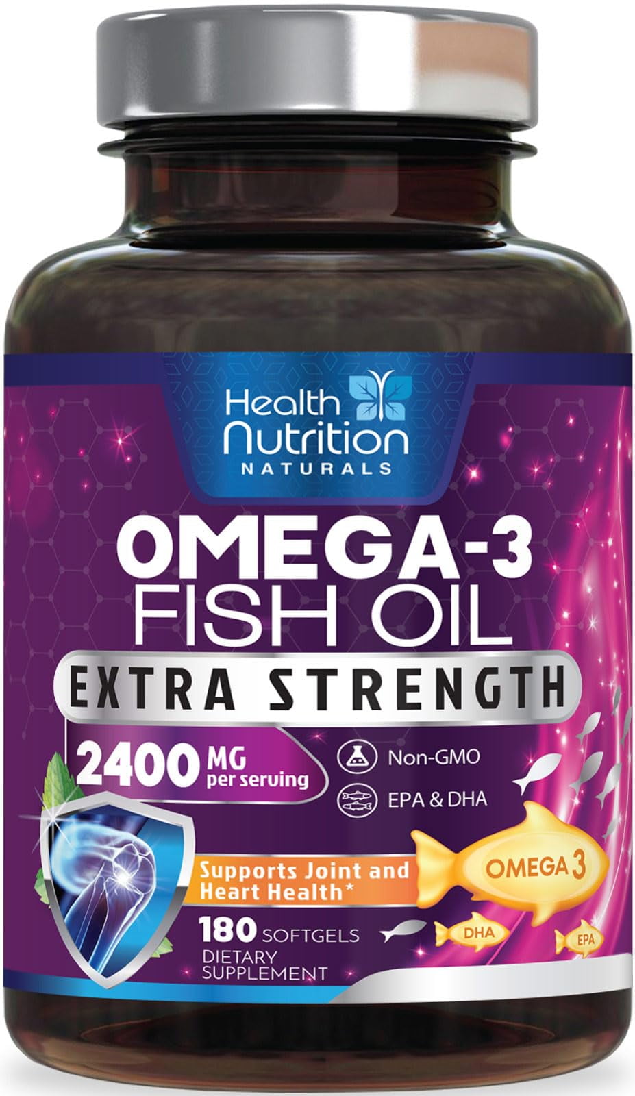 Health Nutrition Naturals Omega 3 Fish Oil 2400 mg, Triple Strength EPA ...