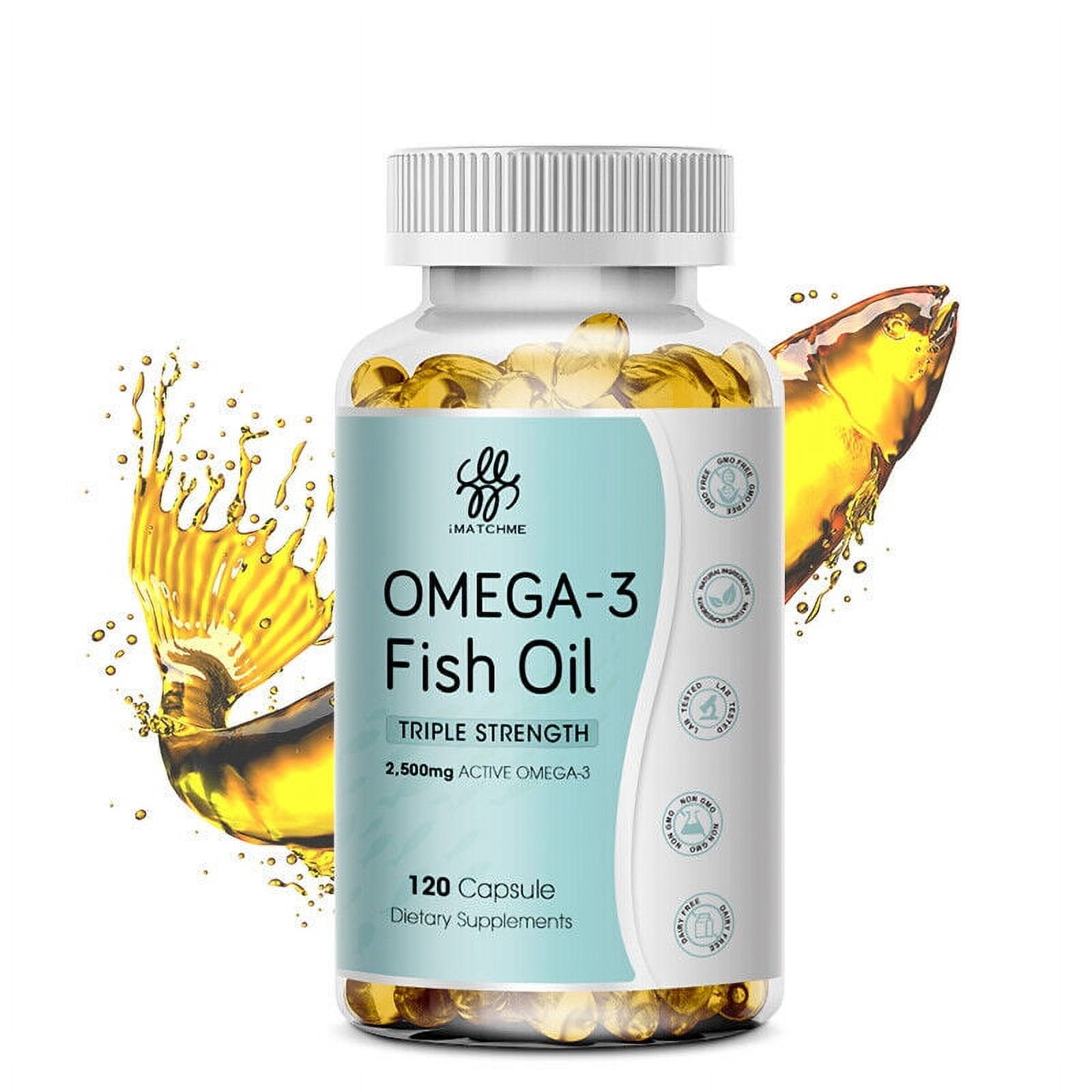 Omega 3 Fish Oil Capsules 2500 mg Triple Strength J oint Support 120 ...