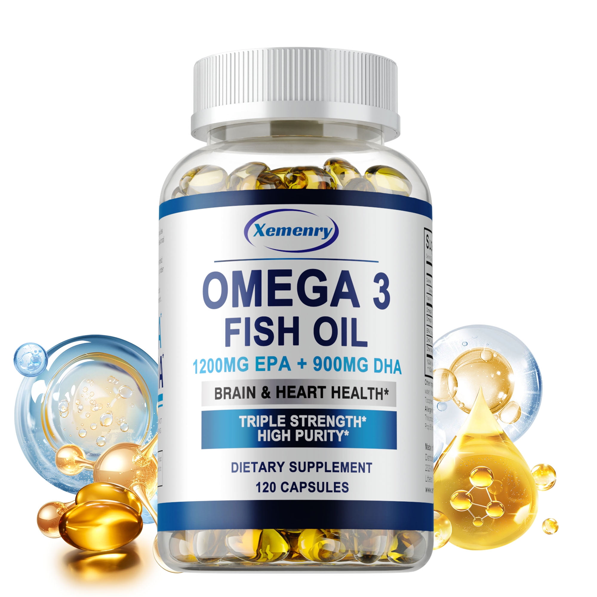 Omega 3 Fish Oil Capsules - with EPA & DHA - 3x Strength, Highest ...