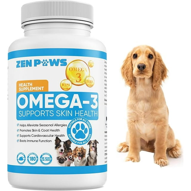 Omega 3 Fish Oil for Dogs - 180 Count Tablet Treats – Helps Shedding ...