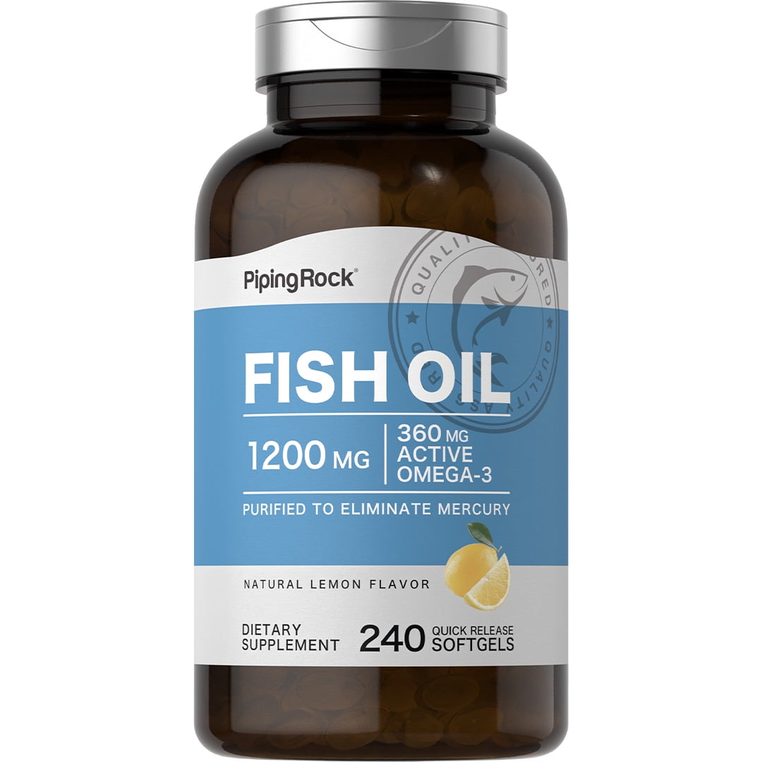 Piping Rock Omega-3 Fish Oil, Easy Swallow, Lemon Flavor, 1200 mg, 240 ...