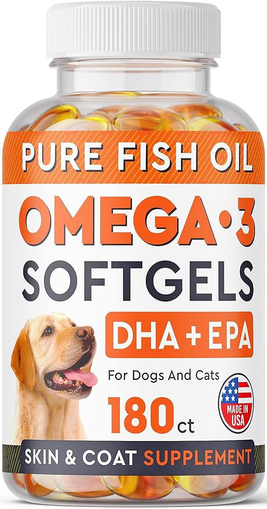 Omega 3 Fish Oil Pills for Dogs - No Fishy Smell Softgels - EPA + DHA ...