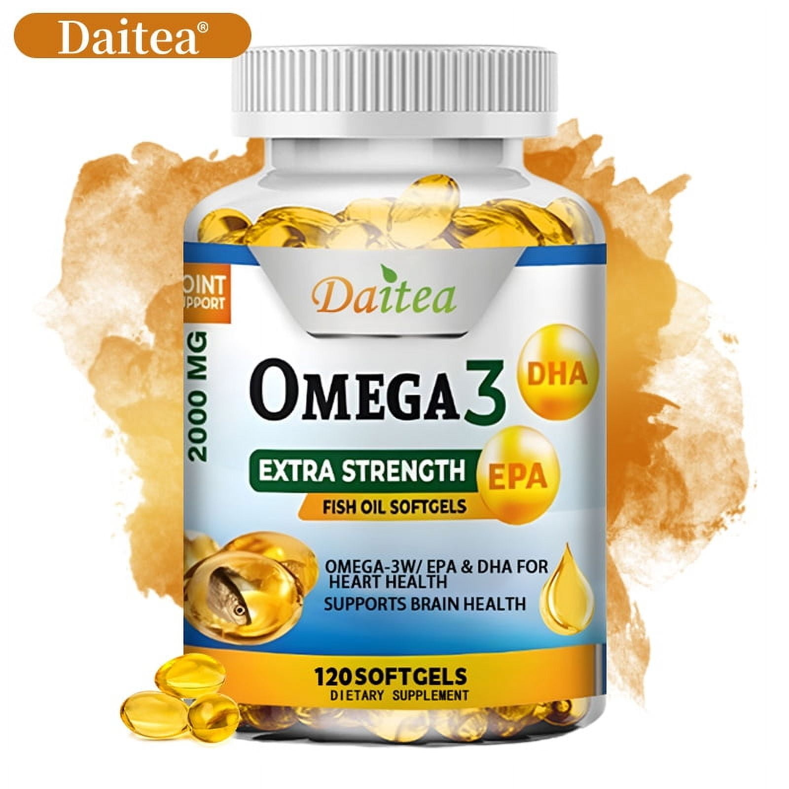 Omega 3 Fish Oil Softgels - Supports Brain Cognitive Function, Clear ...