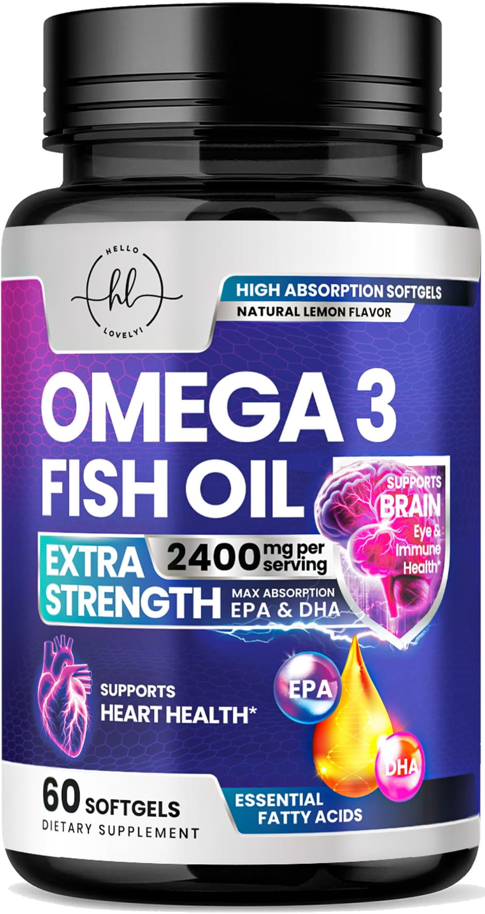Omega 3 Fish Oil Supplements - 2400mg Fish Oil Per Serving - Triple ...