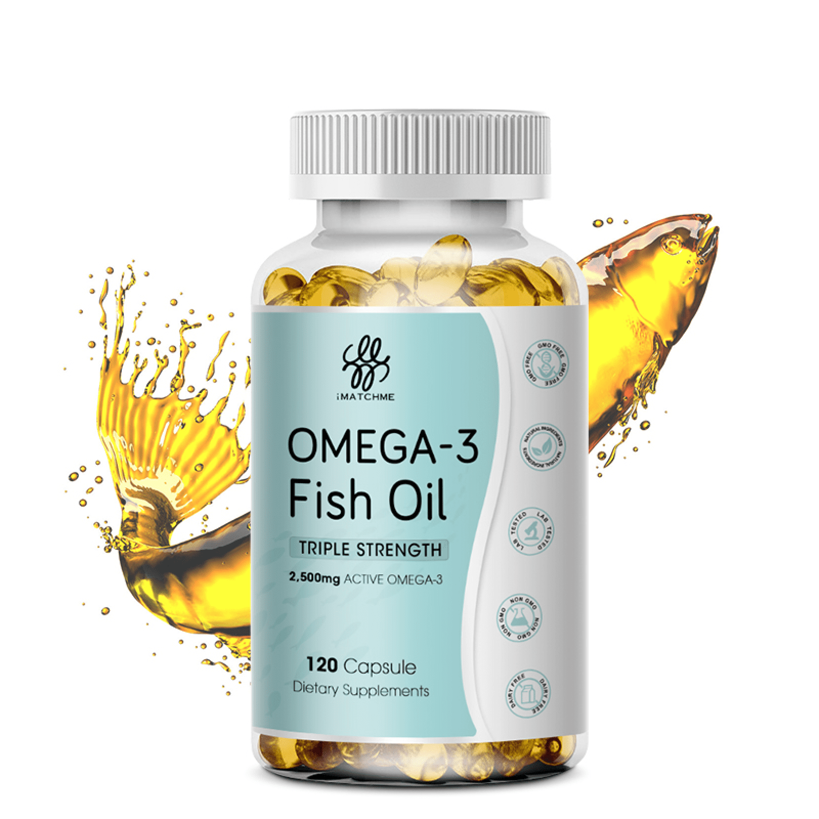 Omega-3 Fish Oil, with EPA & DHA Burpless Fish Oil Supplement, Promotes ...