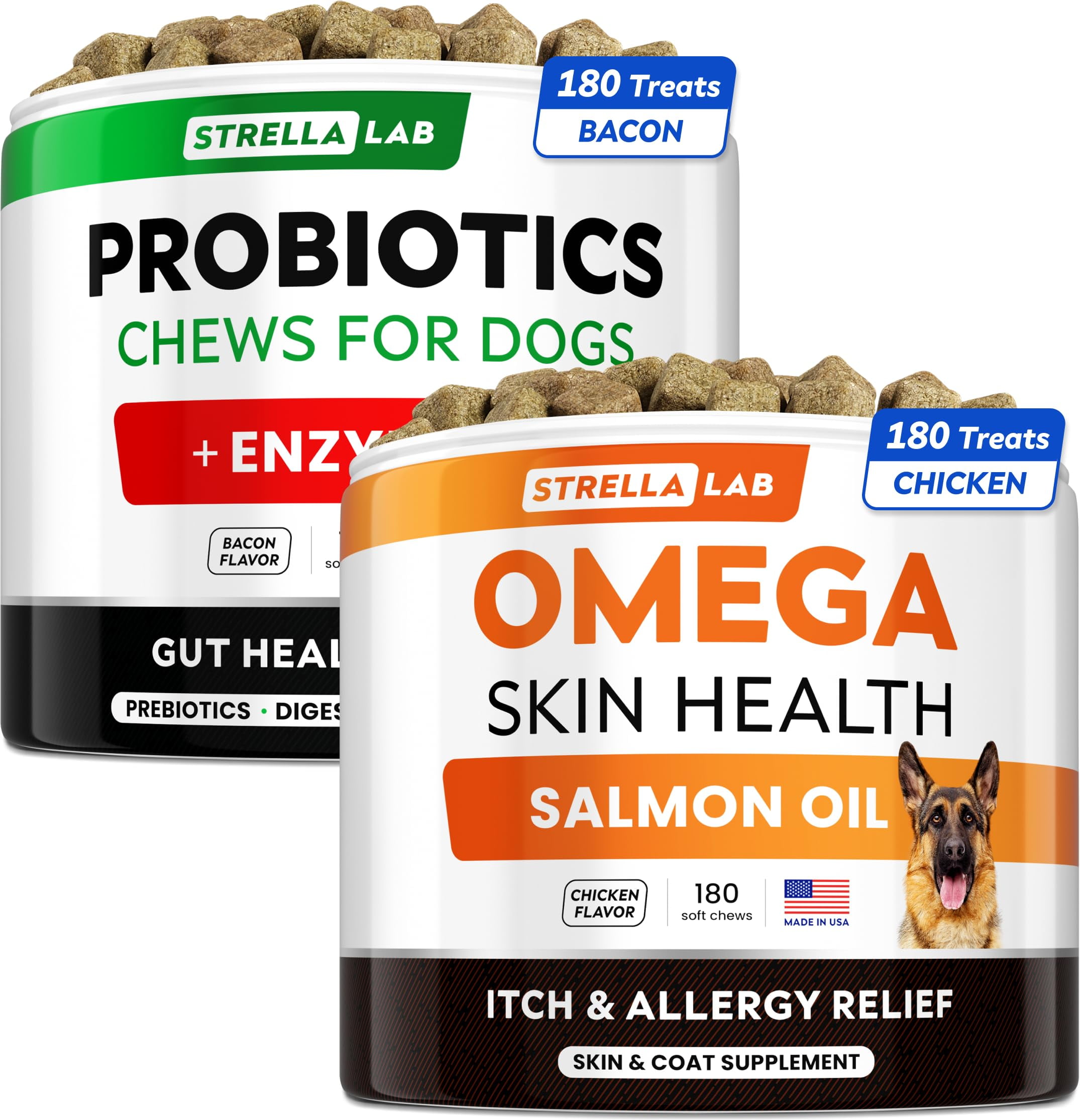 Omega 3 + Probiotics Dogs Bundle - Allergy & Itch + Improve Digestion ...