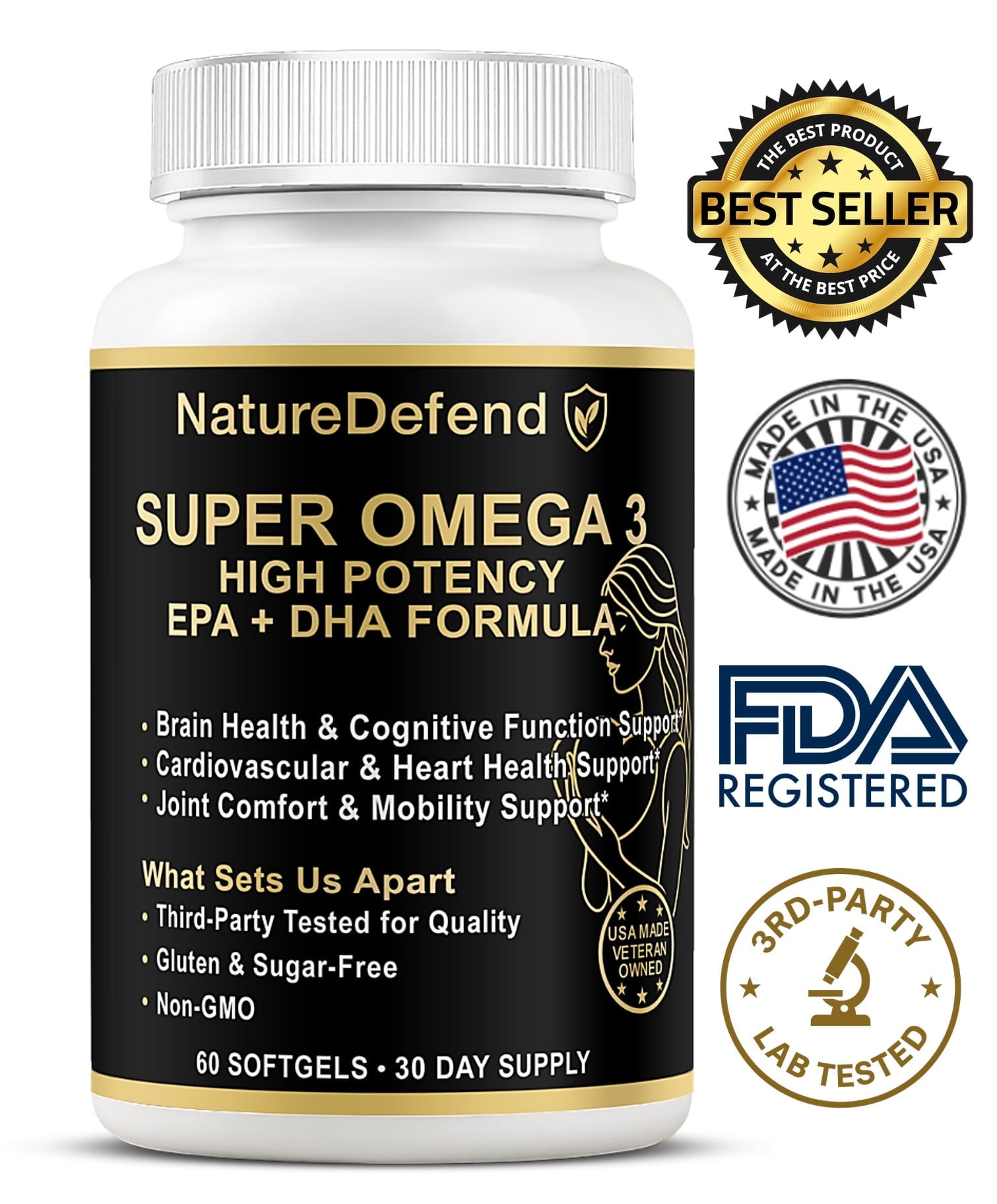 NatureDefend Omega-3, EPA & DHA Lemon Softgels, Heart & Brain Support ...