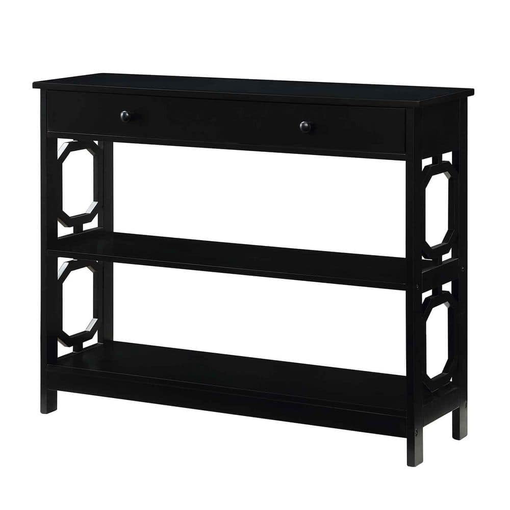 Omega 39.5 in. Black Rectangle Particle Board Top 1 Drawer Console ...