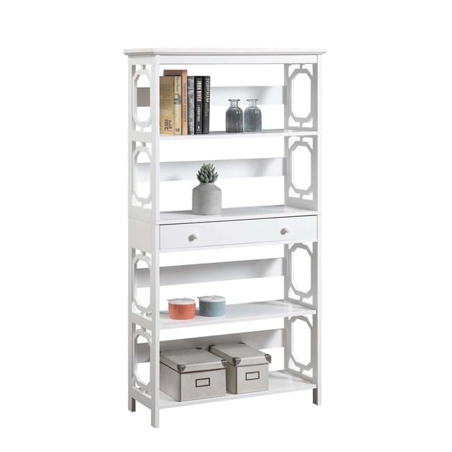Omega 5 Tier Bookcase with Drawer, White - Walmart.com
