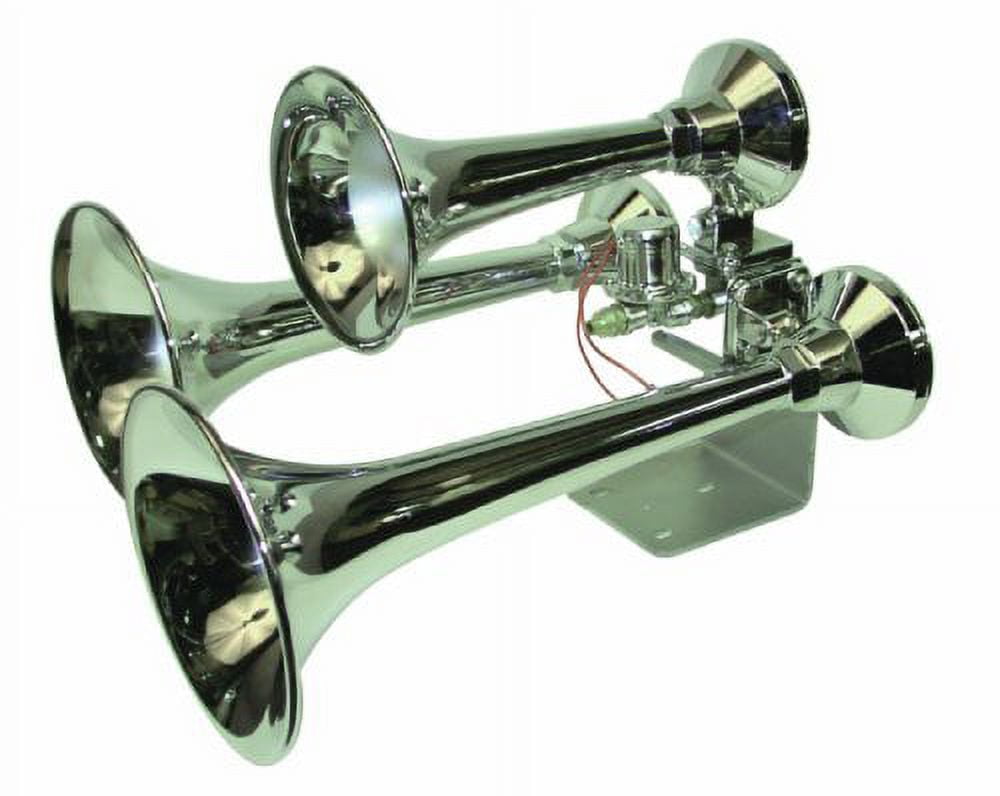 Omega AH-D300+ 10.5", 14.5", 15" Detachable 3 Bell Train Horn Chromed ...