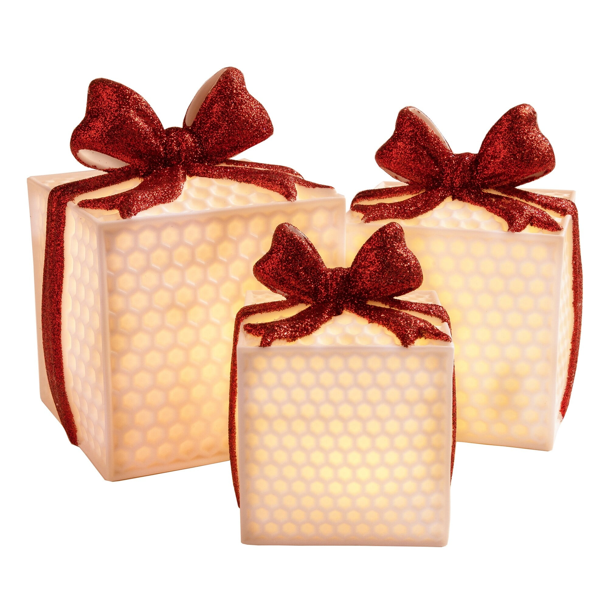 Omega Bright Designs Set of 3 Porcelain Presents - Walmart.com