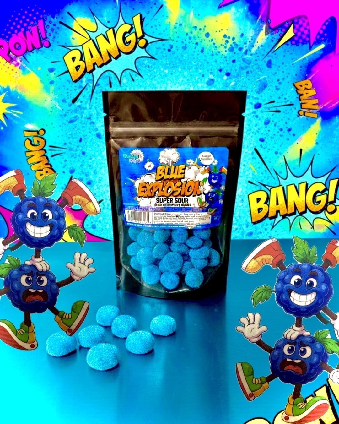 Omega Bursts - Blue Explosion - Super sour Blue Rasperry Bombs - 4oz ...