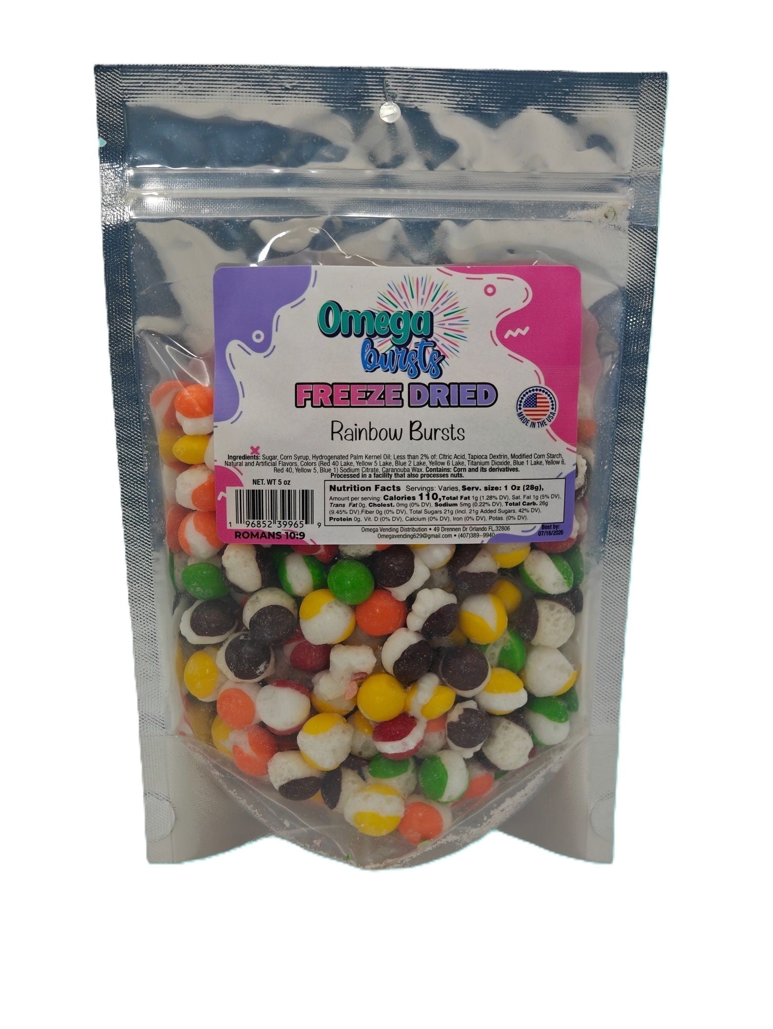 Omega Bursts Freeze Dried Rainbow Bursts – Colorful Fruity Candy Crunch ...