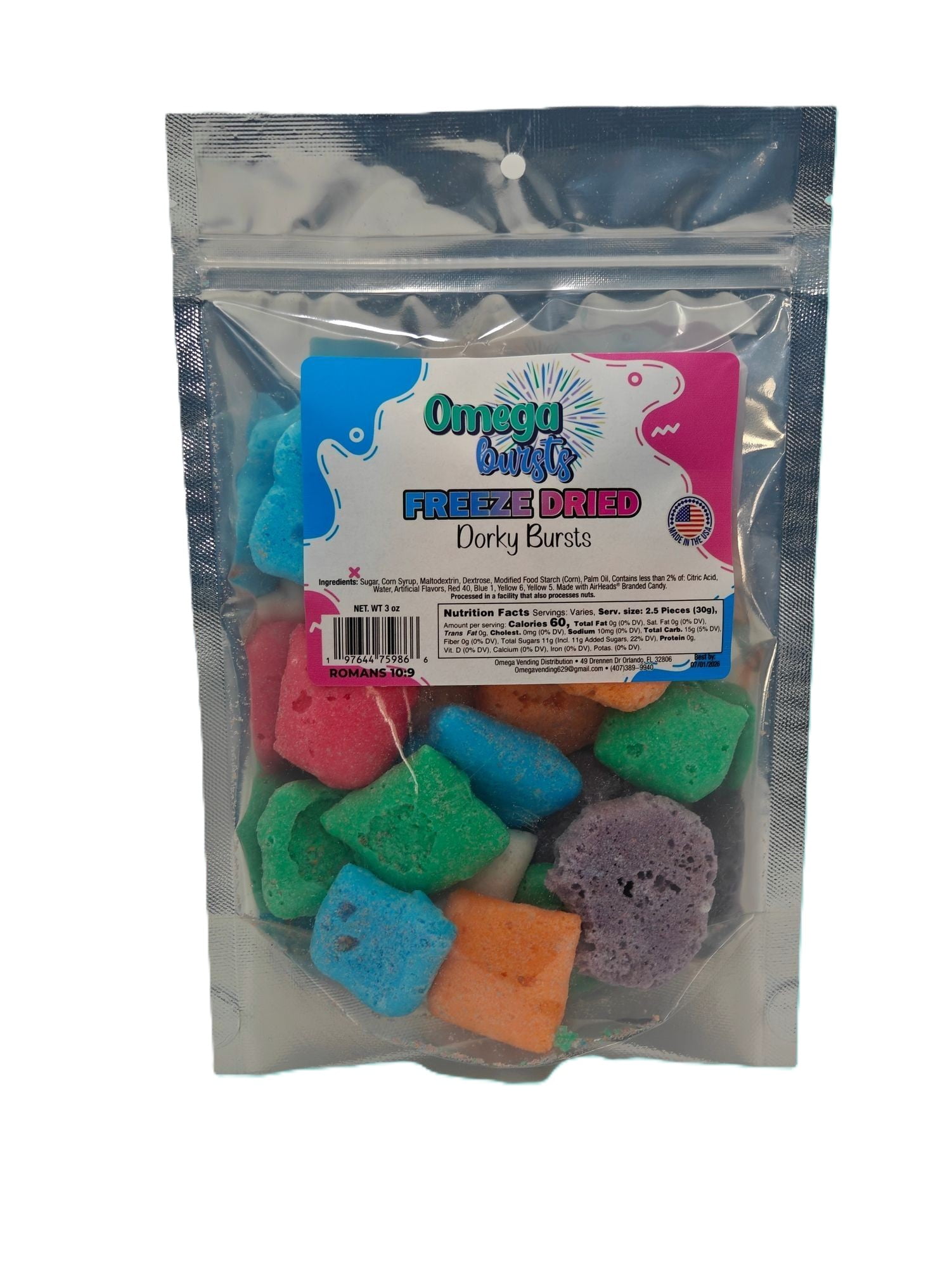 Omega Bursts Freeze Dried Dorky Bursts – Colorful Crunchy Candy Bites ...