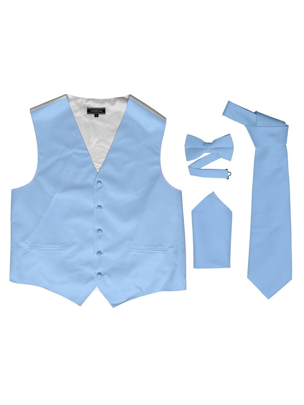 Omega Button Vest Formal 4 piece Dress Kit - Baby Blue - Small ...