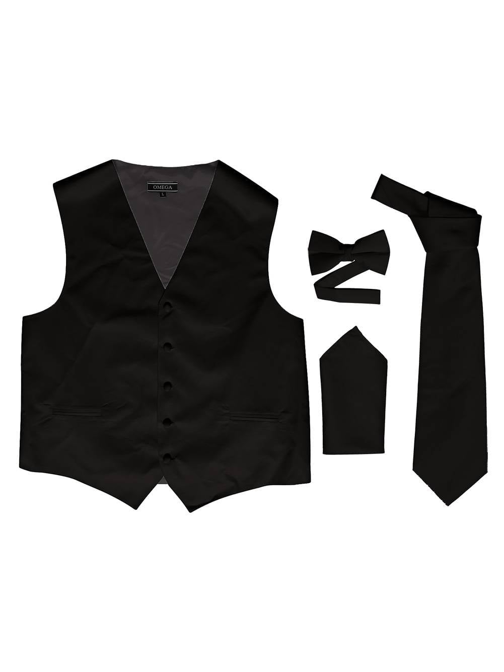 Omega Button Vest Formal 4 piece Dress Kit - Black - Large - Walmart.com