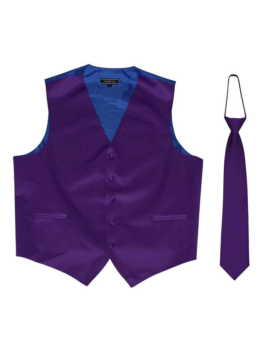 Omega Button Vest + Matching Tie - Purple/Blue - Medium - Walmart.com