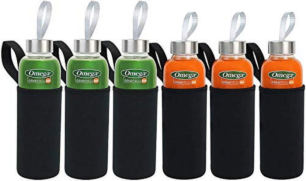 Omega Cold Press 365 6-Pack Glass Beverage and Juice Bottle with ...