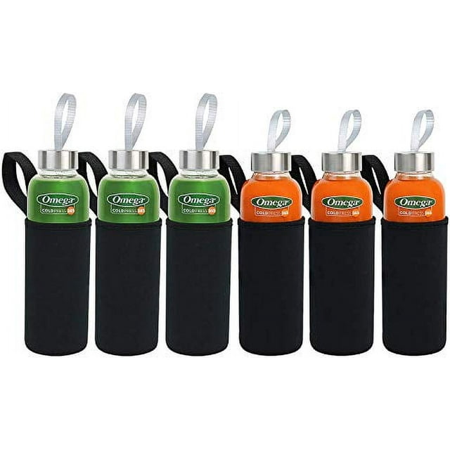 Omega Cold Press 365 6-Pack Glass Beverage and Juice Bottle with ...
