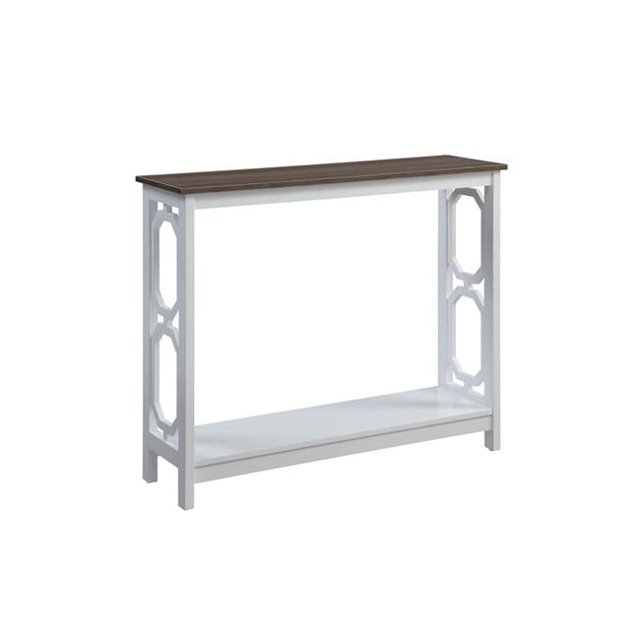 Omega Console Table with Shelf Driftwood/White - Walmart.com