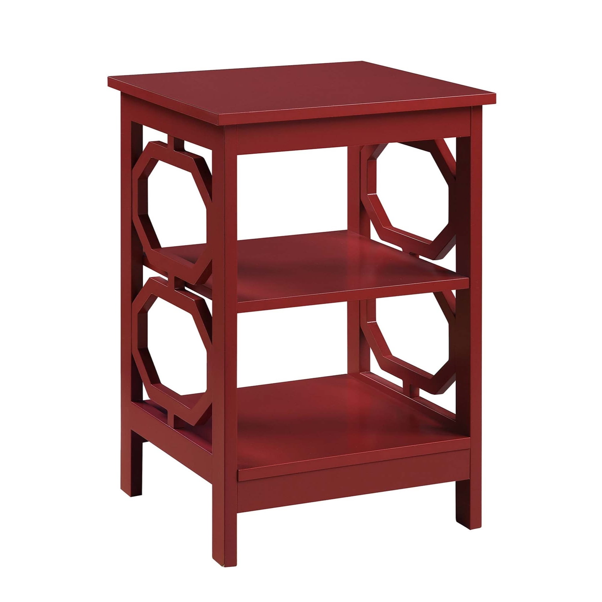 Omega End Table with Shelves - Sophisticated Design with Octagon Cut ...