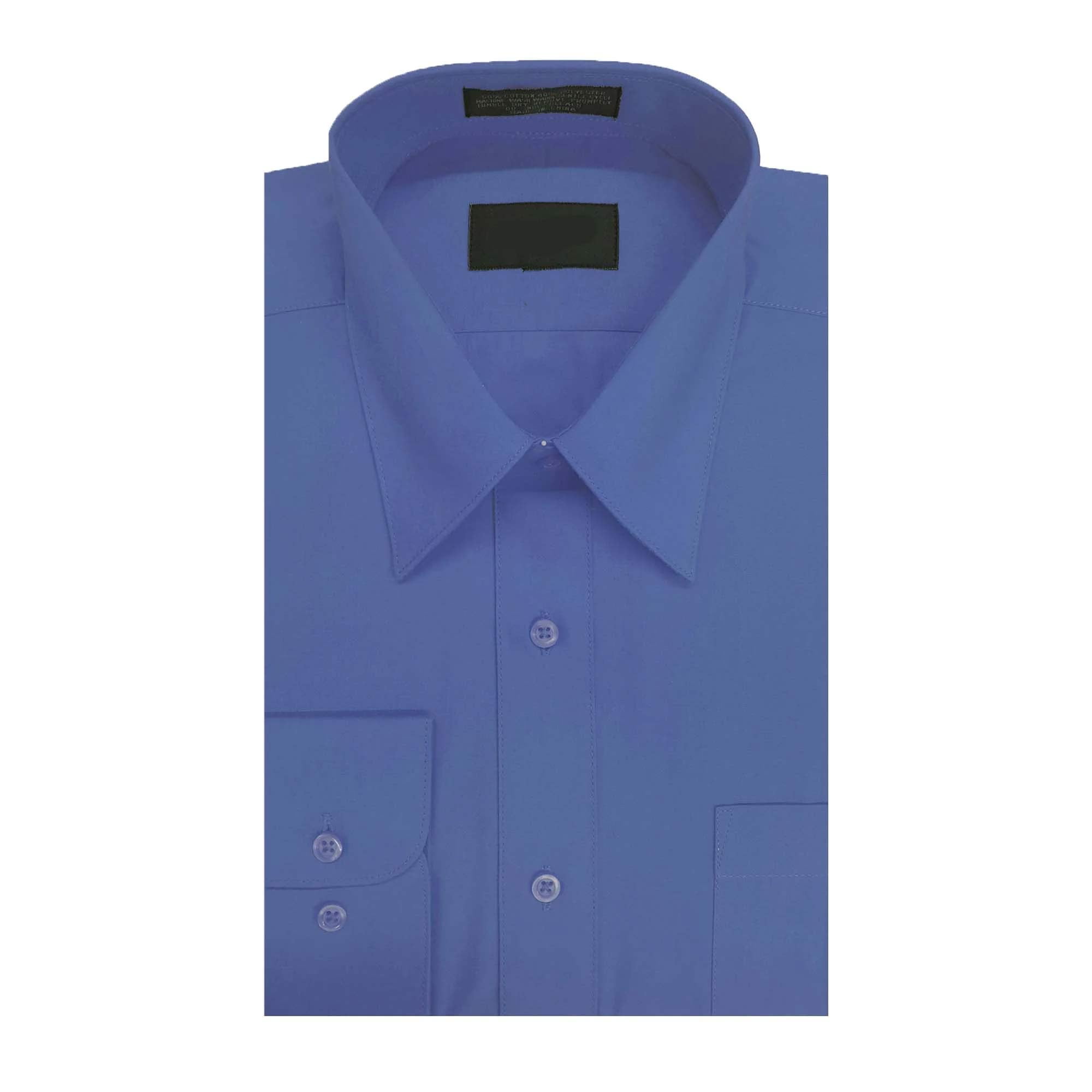 Omega French Blue Long Sleeve Dress Shirt, 60% Cotton / 40% Polyester ...