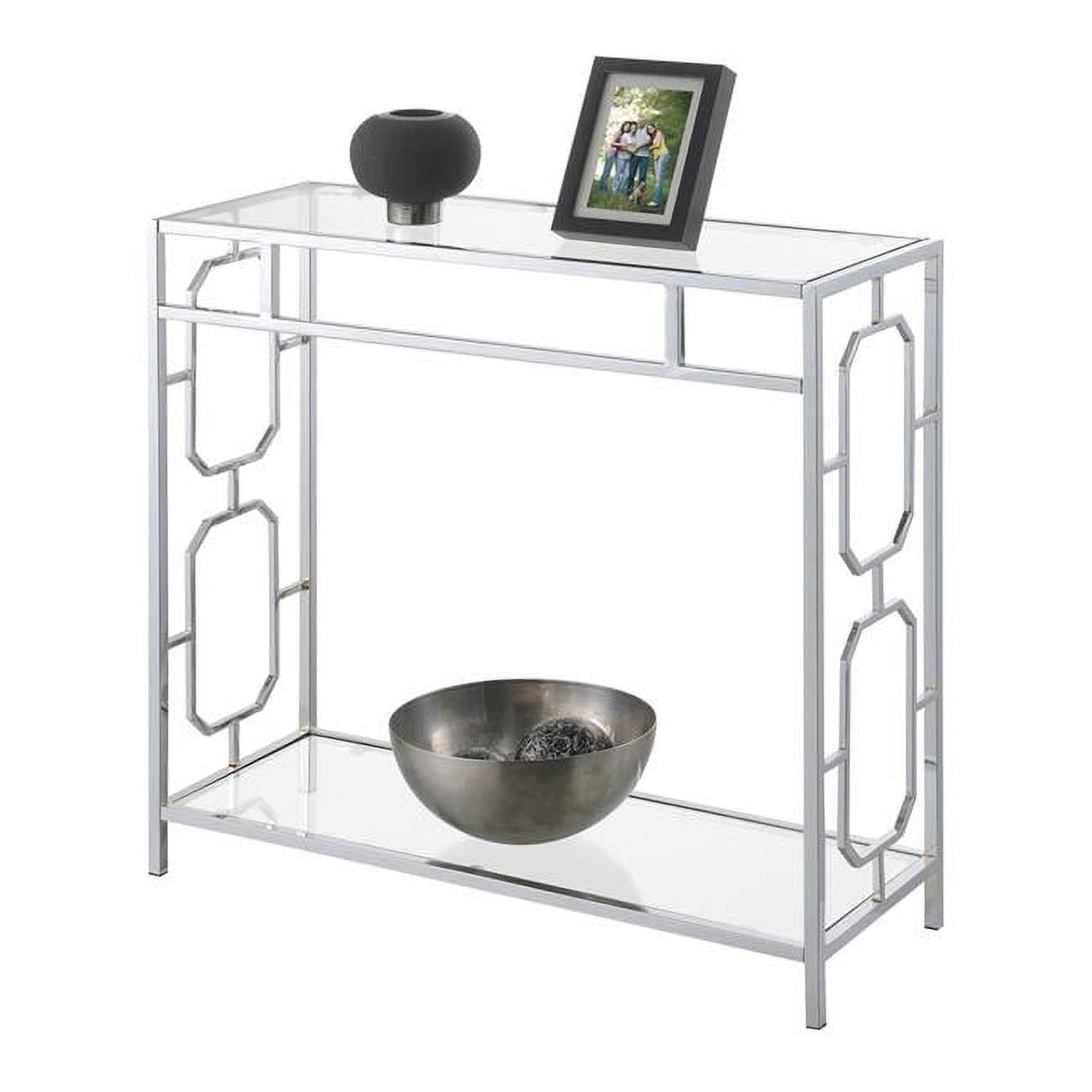 Omega Glass Hall Table with Shelf, Chrome - Walmart.com