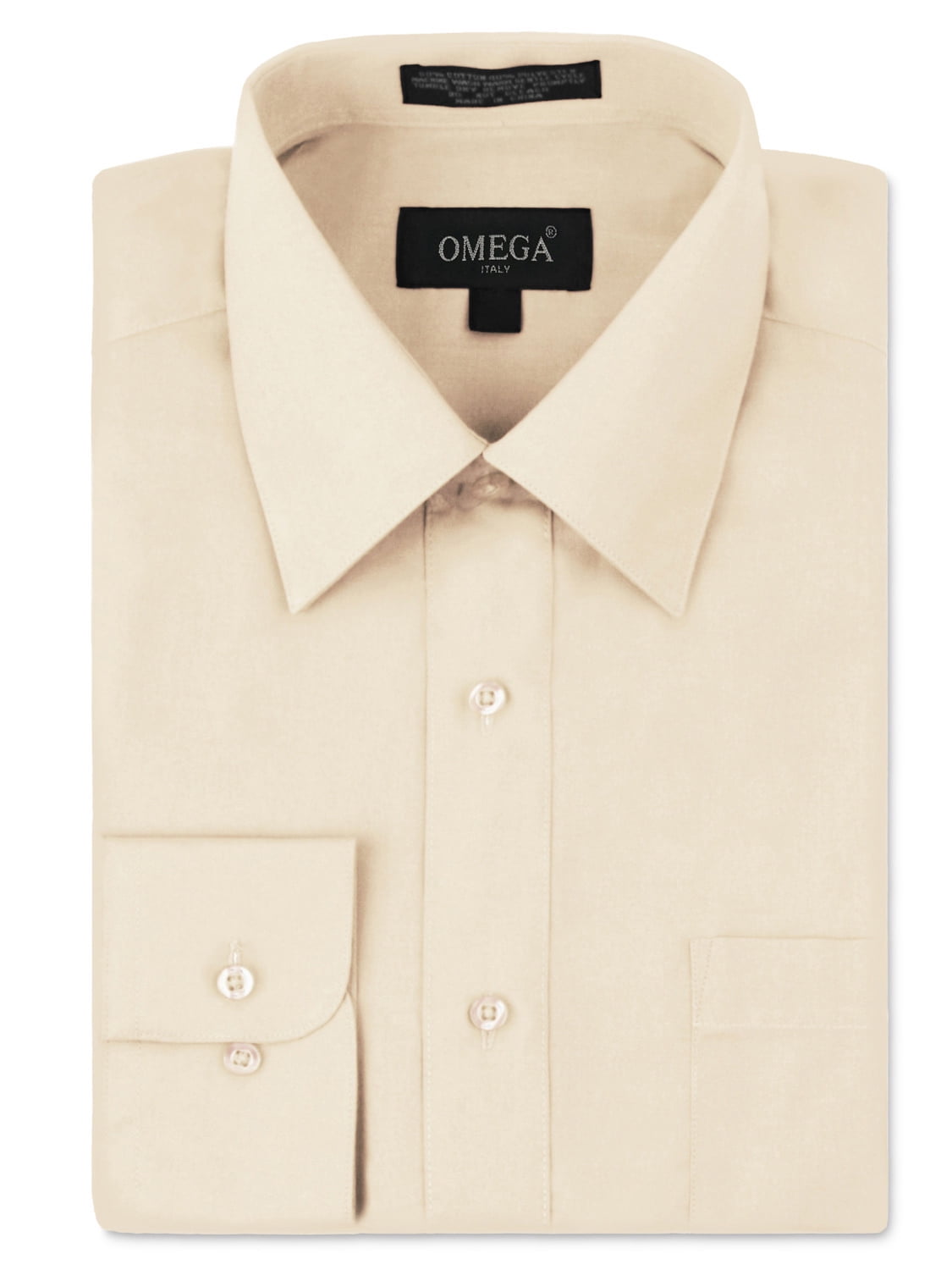 Omega Italy Men's Long Sleeve Dress Shirt Solid Color Regular Fit 25 ...