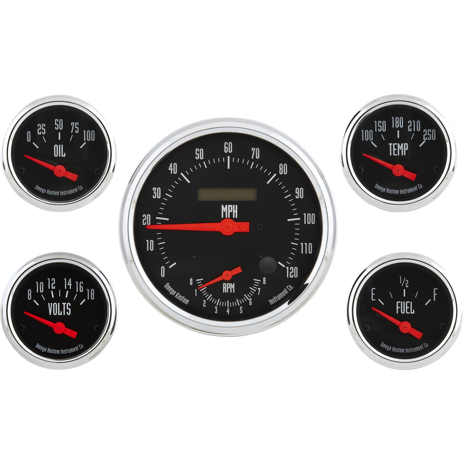 Omega Kustom 5-Gauge Set, 4-5/8 Speedo/Tach Combo, Timeless Tan ...