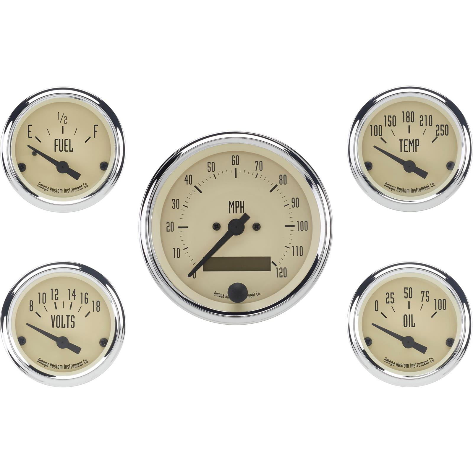 Omega Kustom 5-Gauge Set, Electric Speedometer, Timeless Tan - Walmart.com